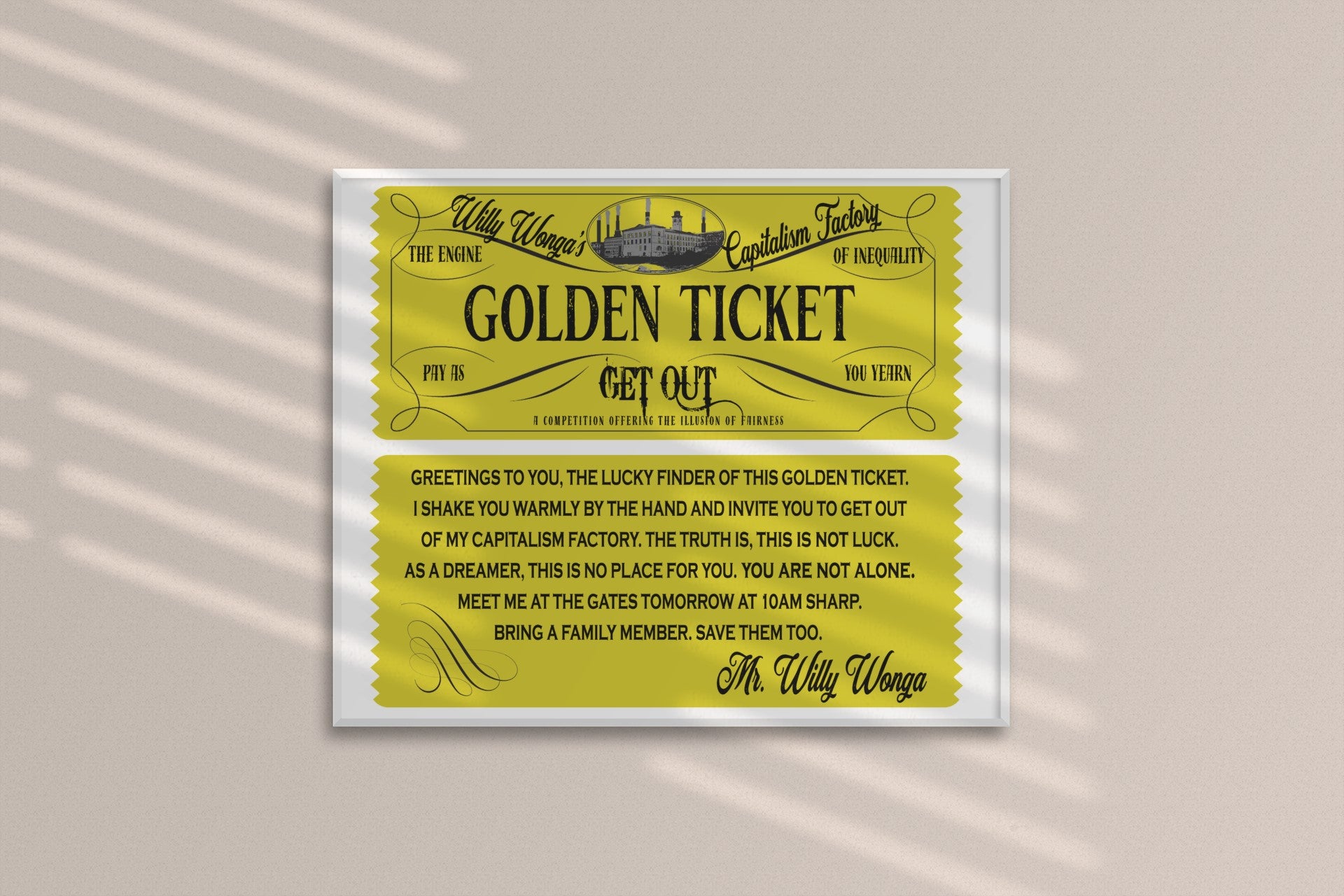 Willy Wonga's Golden Ticket OUT – Art That Makes You Think